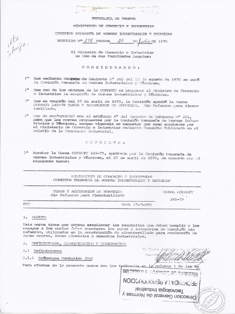 Norma Copanit 245-79, Resuelto 292 Del 27-07-1979 PDF | PDF