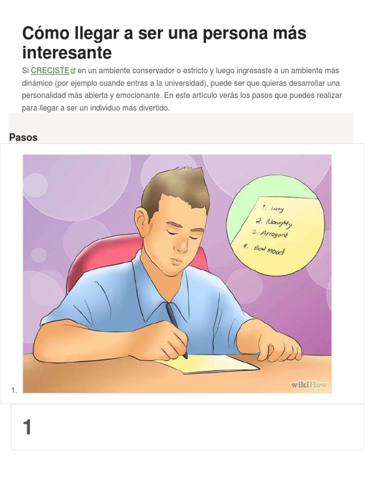 WikiHow!Cómo Llegar A Ser Una Persona Más Interesante PDF | PDF