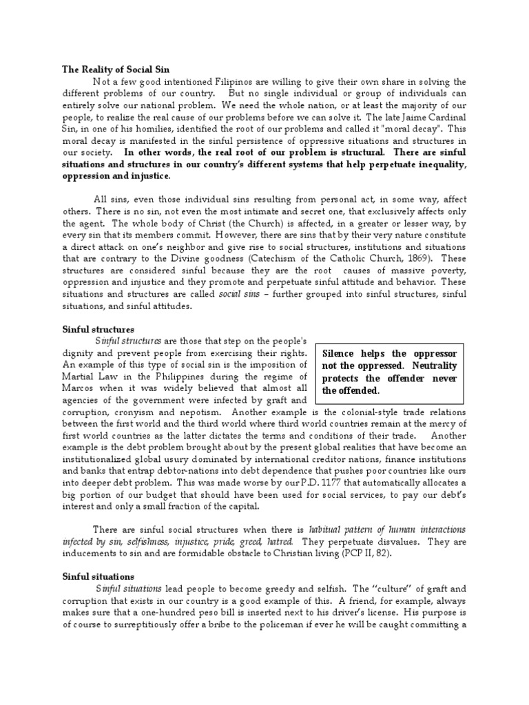 Understanding Social Sin in Society | PDF | Poverty | Poverty ...