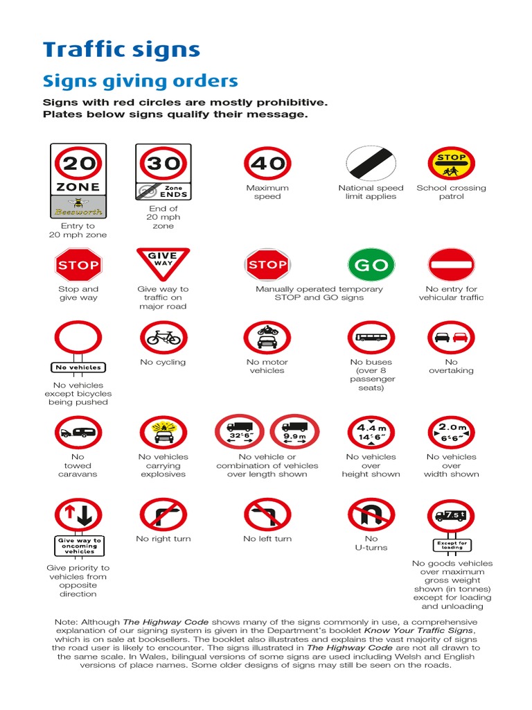 The Highway Code Traffic Signs PDF | PDF | Traffic | Intersection (Road)