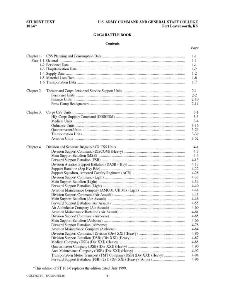 Student Text 101-6 - G1 & G4 Battle Book, July 2000 | PDF | Battalion ...
