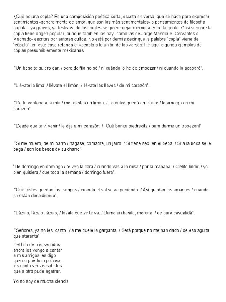 Qué es una copla | PDF
