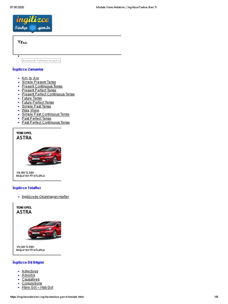 Modals Konu Anlatımı - IngilizceTurkce - Gen.tr | PDF
