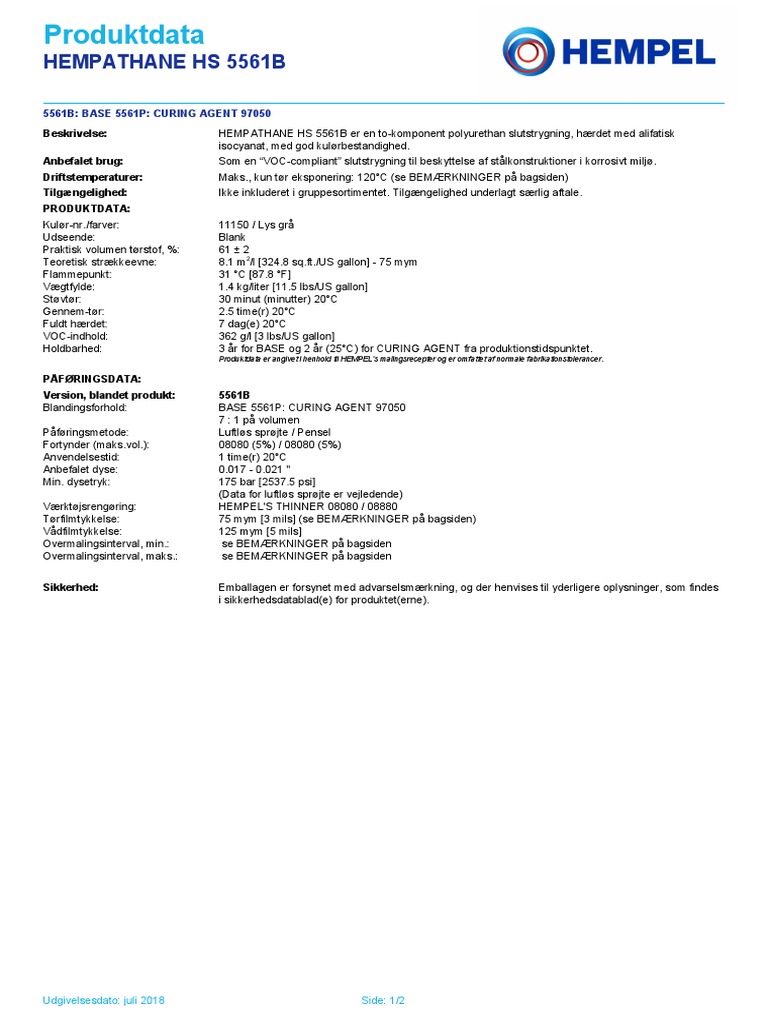 PDS HEMPATHANE HS 5561B da-DK | PDF