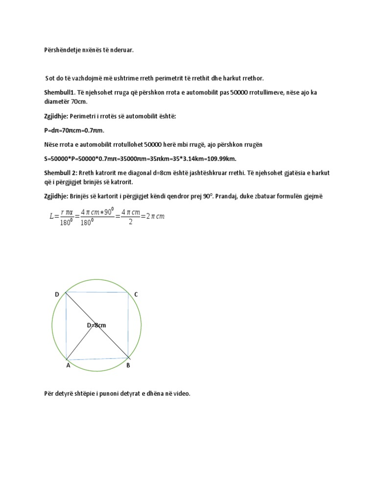 Perimetri Dhe Harku I Rrethit (Ushtrime) | PDF
