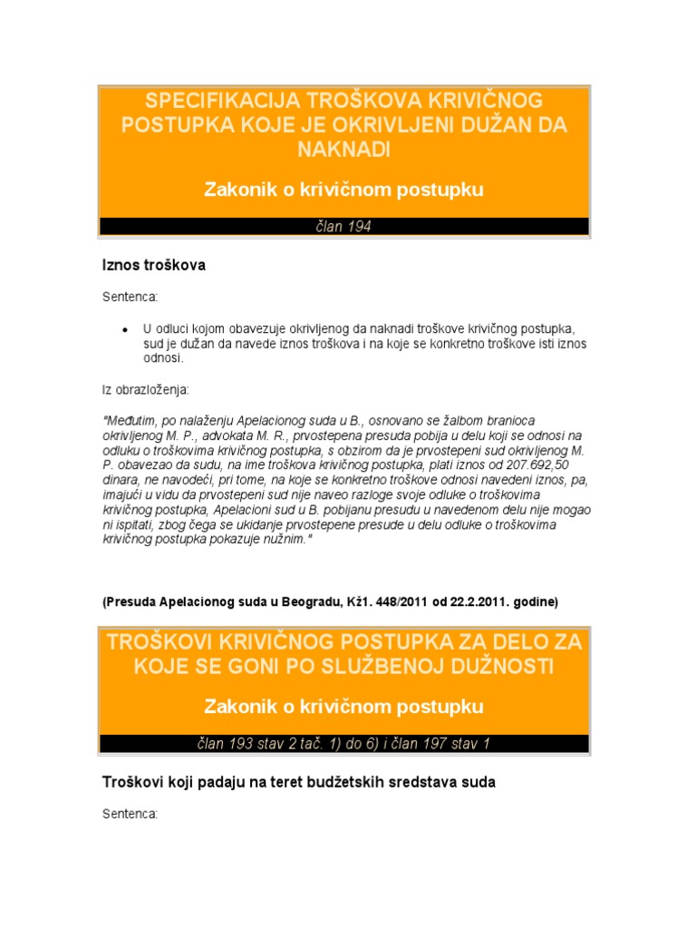 Troskovi Krivicnog Postupka | PDF