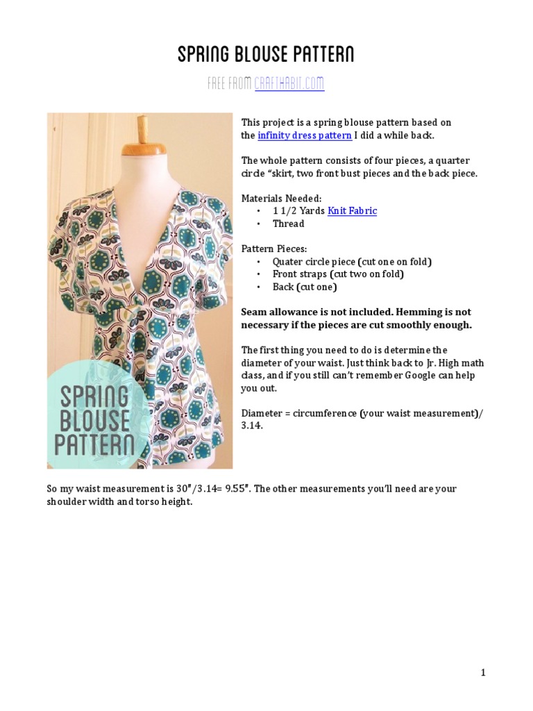 Free Spring Blouse Sewing Pattern | PDF