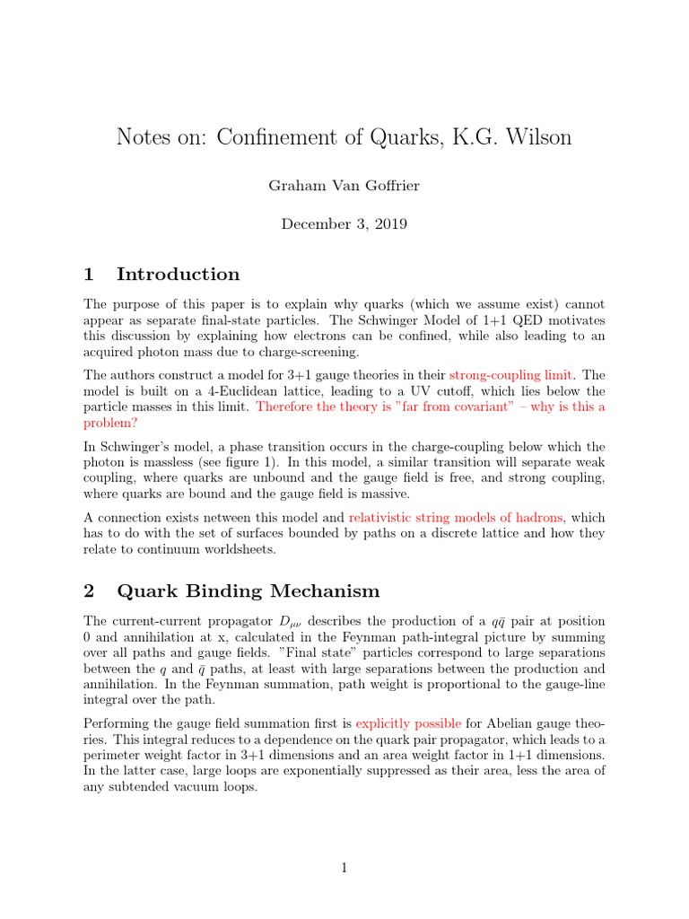 Wilson Notes PDF | PDF | Gauge Theory | Particle Physics