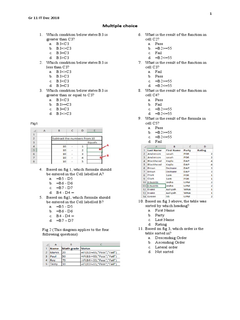 GR 11 It Mte 2018 Final 1 | PDF | Spreadsheet | Databases