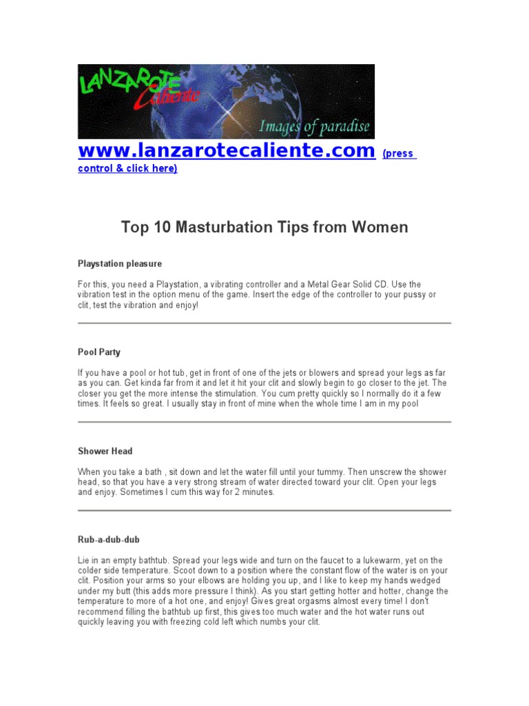 Top 10 Masturbation Tips From Women | PDF | Clitoris | Nature