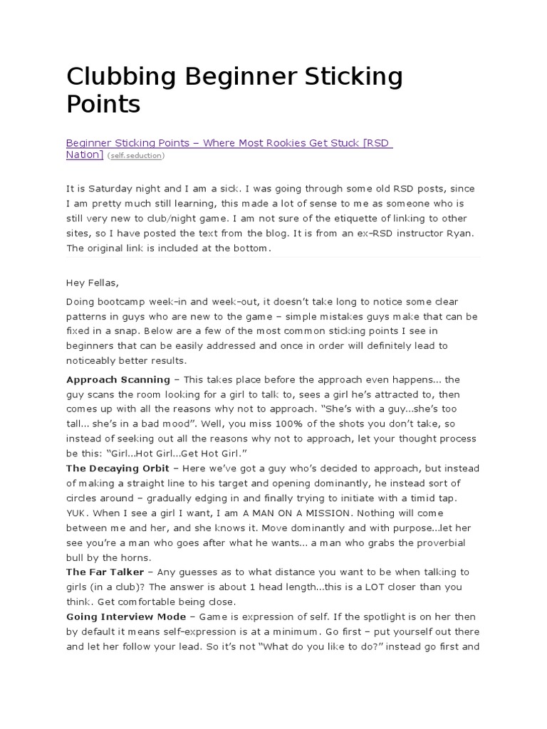 Clubbing Beginner Sticking Points | PDF