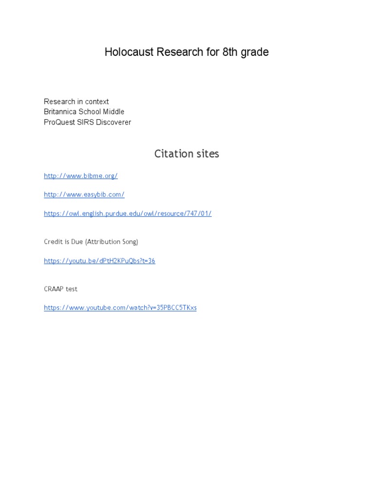 8th Grade Research | PDF | Citation | Communication