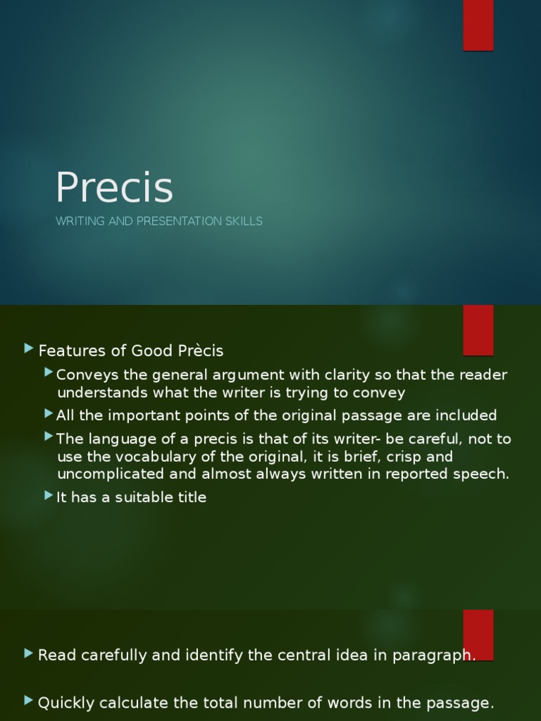 Precis: Writing and Presentation Skills | PDF