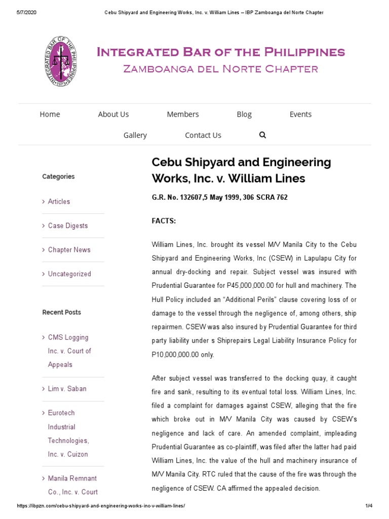 Cebu Shipyard and Engineering Works, Inc. v. William Lines - IBP ...