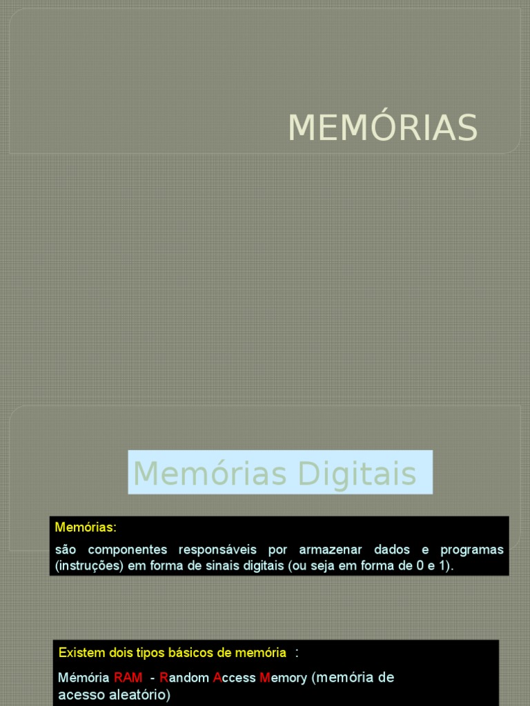 Memoria Primaria e Secundaria | PDF | Memória de acesso aleatório (RAM ...