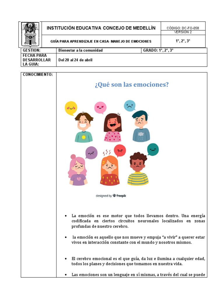 Guía Emociones 1° 2° 3° | PDF | Las emociones | Cerebro