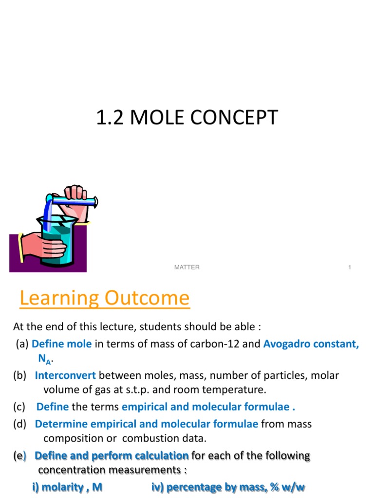 1.2 Mole Concept - Student PDF | PDF | Mole (Unit) | Solution