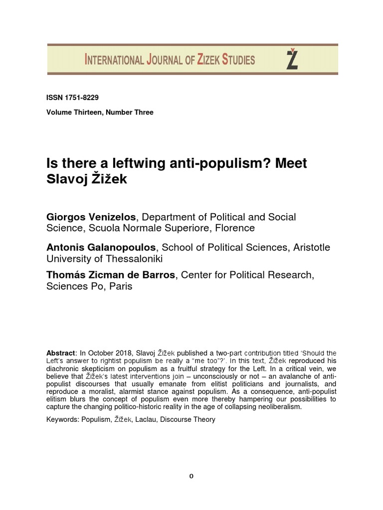 Žižek's Anti-Populism Critique Explained | PDF | Populism | Slavoj Žižek