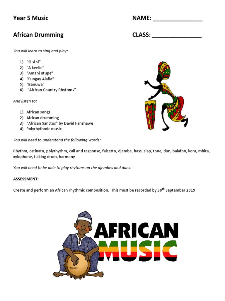 Year 5 Music Lesson Plan: An Introduction to African Drumming, Songs ...