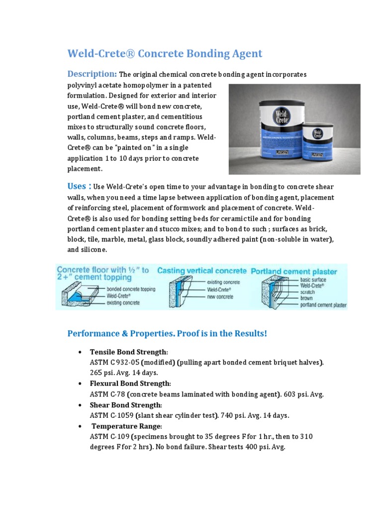 Weld-Crete® Concrete Bonding Agent | PDF | Paint | Concrete