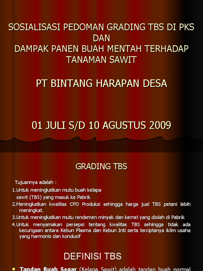Pedoman Grading TBS Kelapa Sawit | PDF