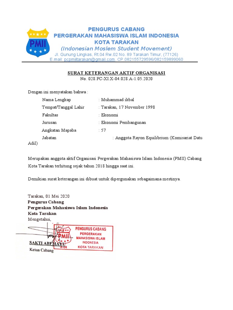 Surat Aktif PMII | PDF