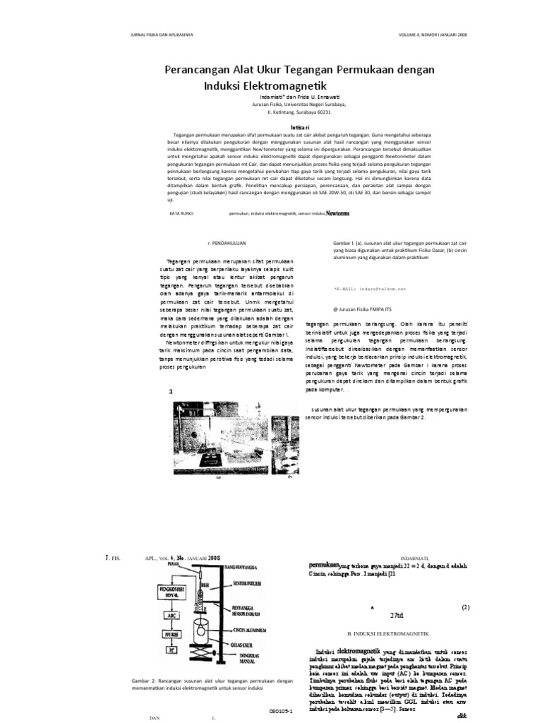 Pengukuran Tegangan Permukaan Zat Cair Menggunakan Sensor Induksi ...