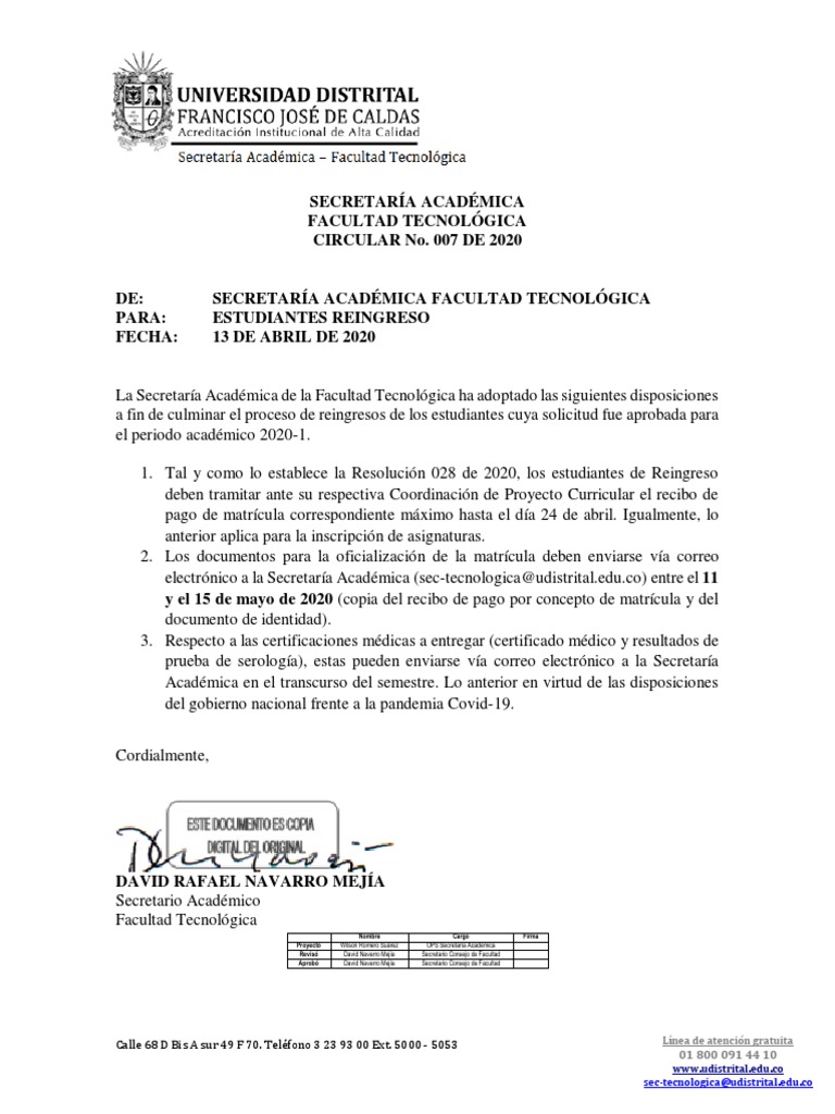 Proceso de Reingreso Estudiantes 2020-1 | PDF | Gobierno