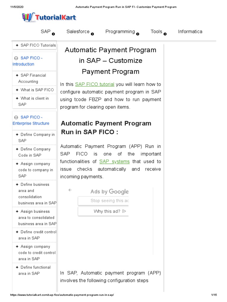 Automatic Payment Program Run in SAP FI - Customize Payment Program ...