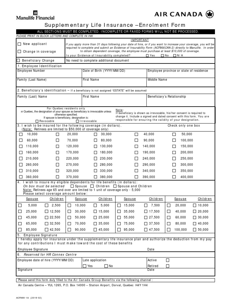 Supplementary Life Insurance Enrollment | PDF | Life Insurance | Insurance