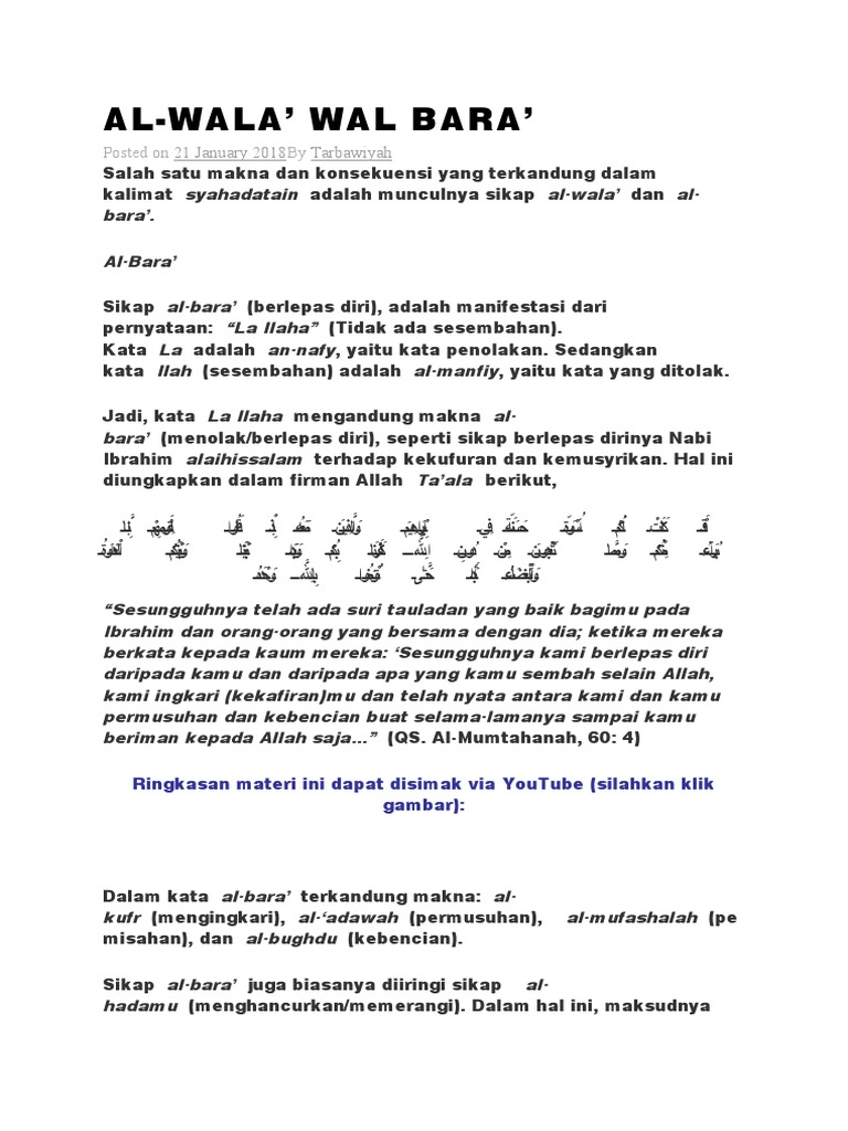 Makna Al-Wala' dan Al-Bara' dalam Islam | PDF
