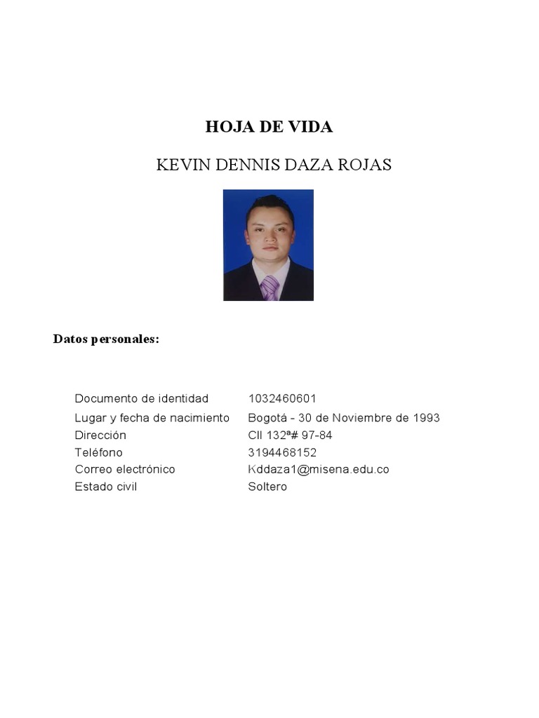 Hoja de Vida Inspector Kevin Daza PDF | PDF | Pruebas no destructivas ...