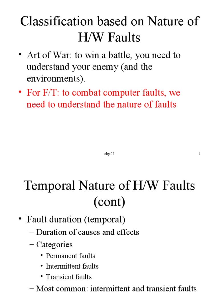 Classification Based On Nature of H/W Faults | PDF | Fault Tolerance | Computing And Information ...