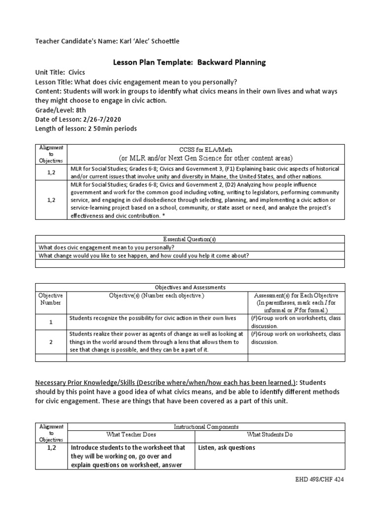 3 What Does Civic Engagement Mean To You Personally Lesson Plan | PDF ...