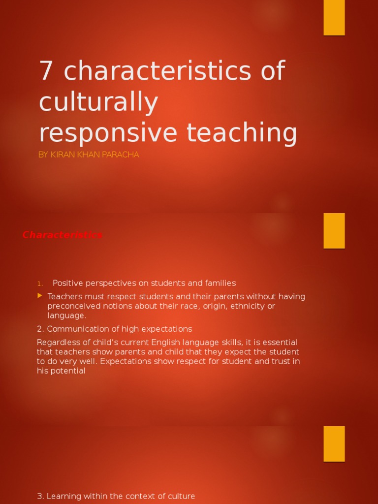 7 Characteristics of Culturally Responsive Teaching | PDF