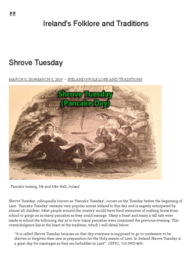 Shrove Tuesday Traditions in Ireland | PDF | Social Science