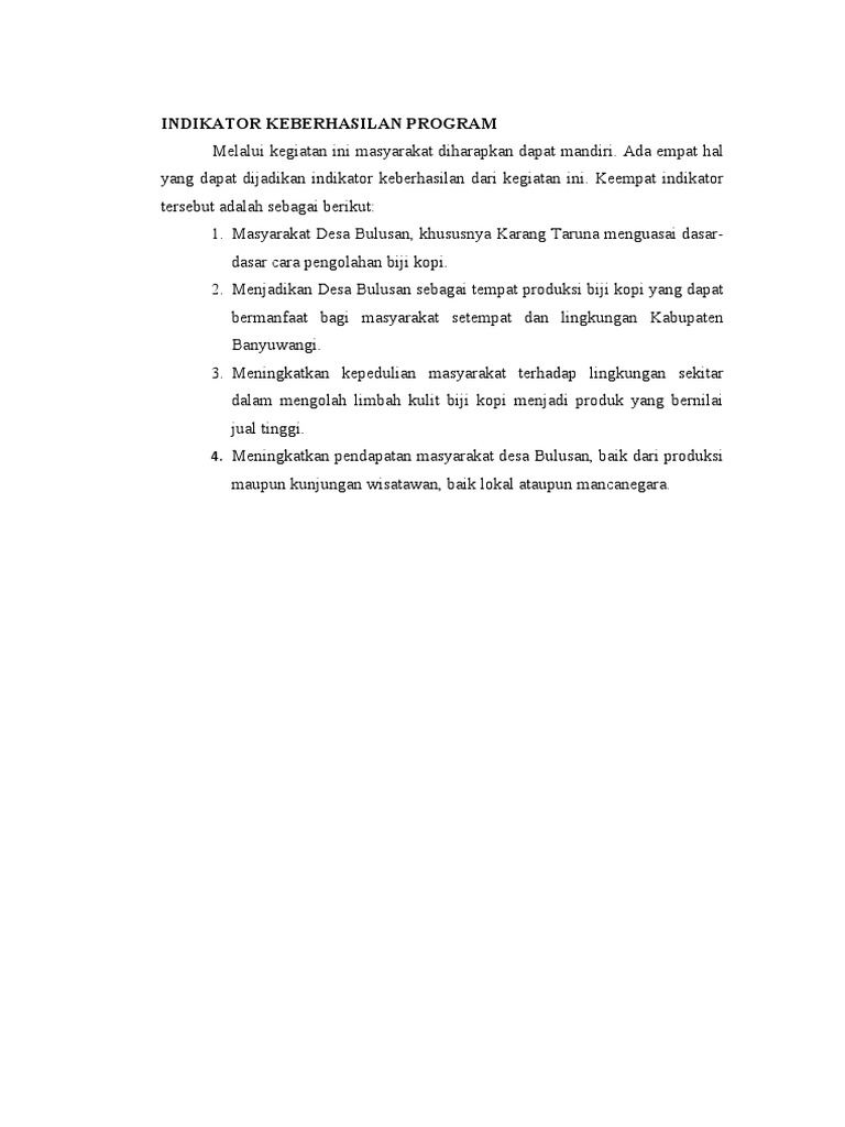 Indikator Keberhasilan Program | PDF