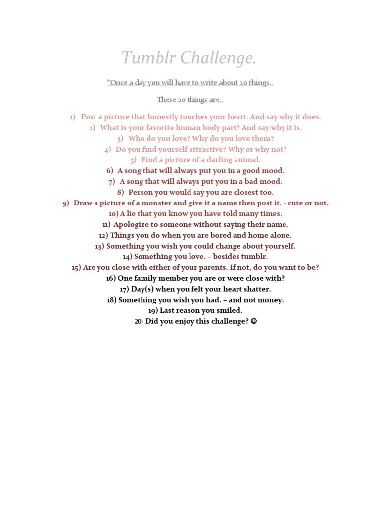 Tumblr Challenge | PDF