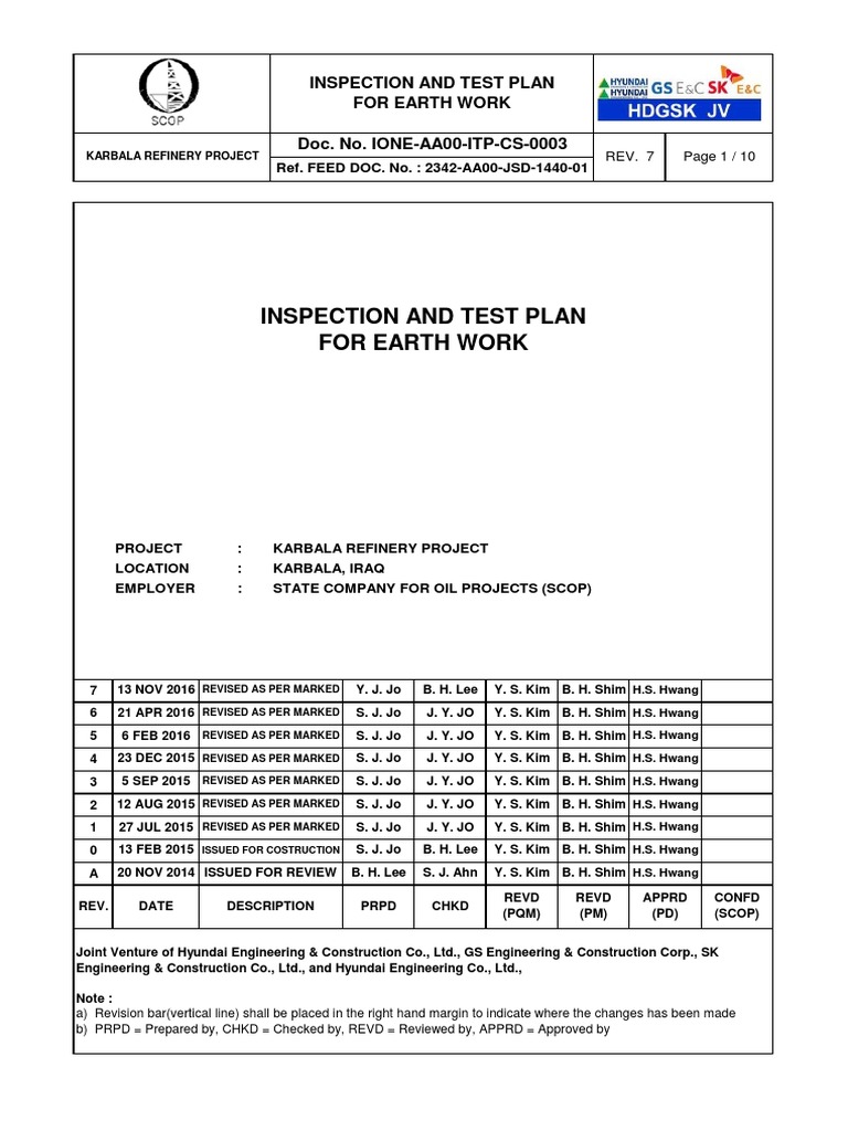 Inspection and Test Plan For Earth Work Doc. No. IONE-AA00-ITP-CS-0003 ...
