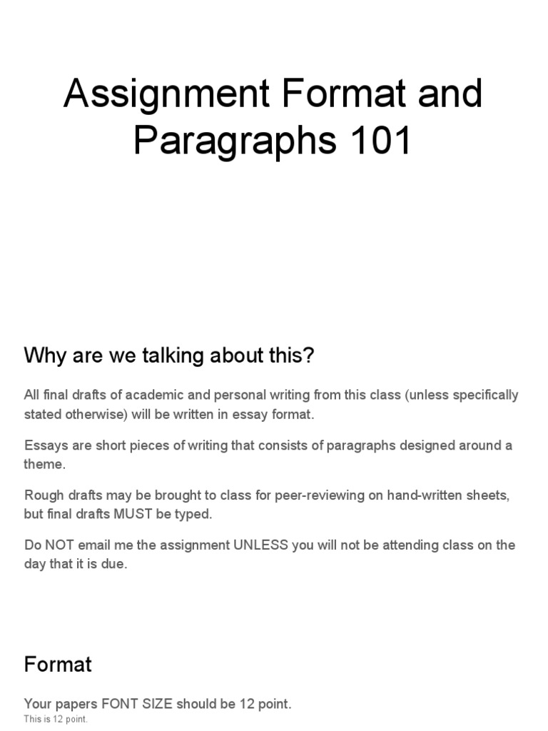 Assignment Format 101 | PDF | Essays | Paragraph