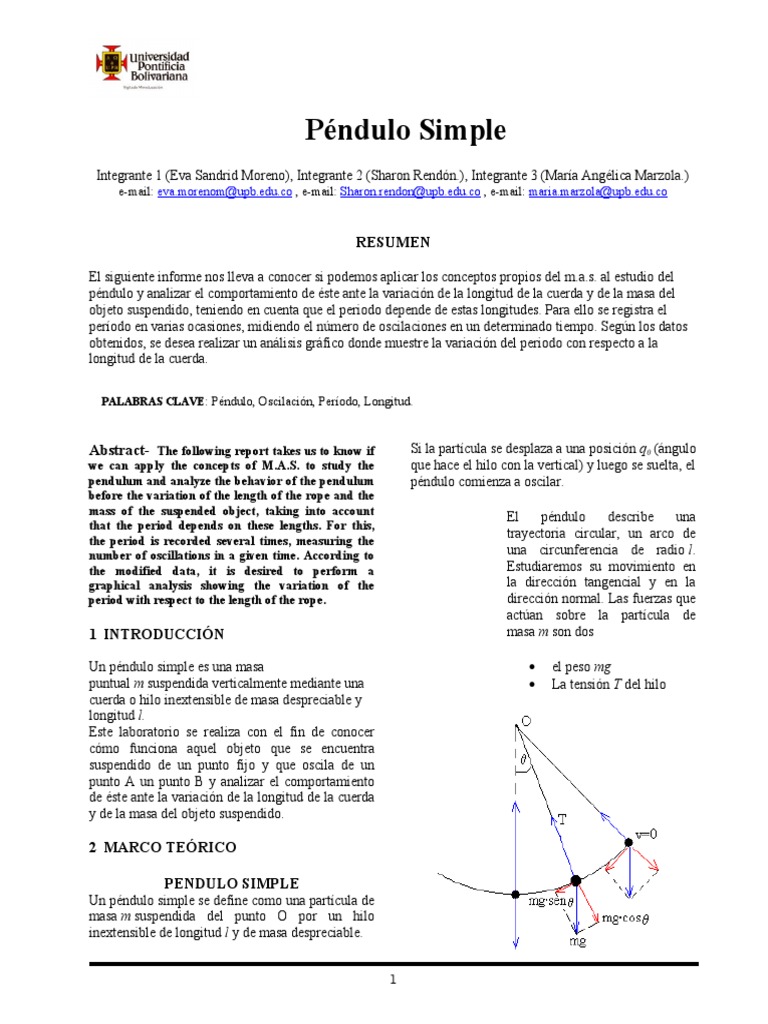 LAB 2-Pendulo Simple | PDF | Péndulo | Aceleración