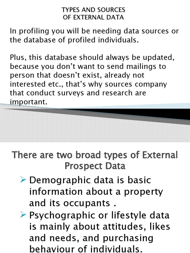 Types and Sources of External Data | PDF | Census | Demography