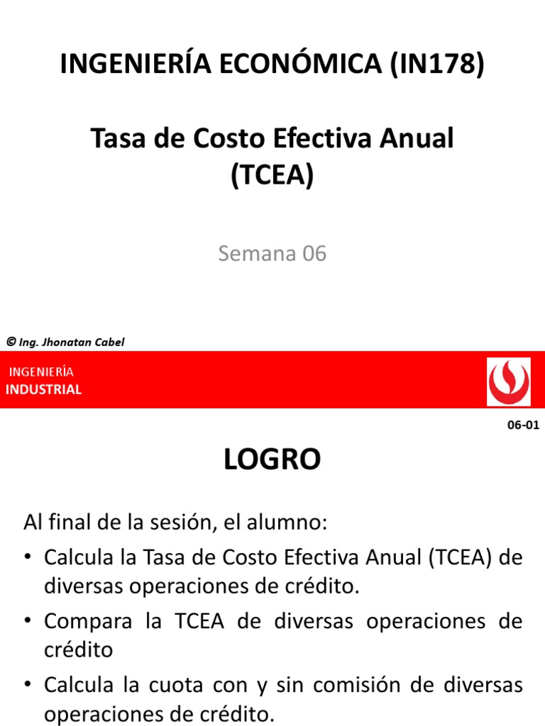 Semana 6 - Tasa de Costo Efectiva Anual (Tcea) | PDF | Interés | Crédito