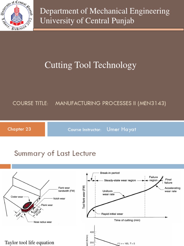 Cutting Tool Technology: Department of Mechanical Engineering ...