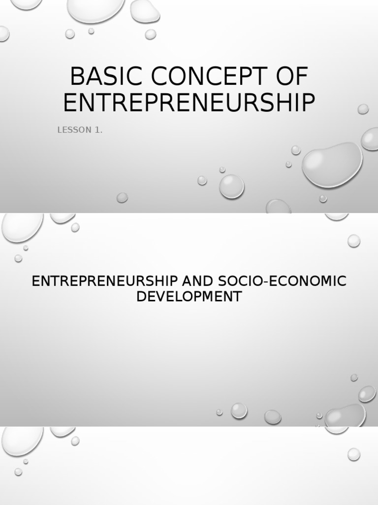 Basic Concept of Entrepreneurship: Lesson 1 | PDF