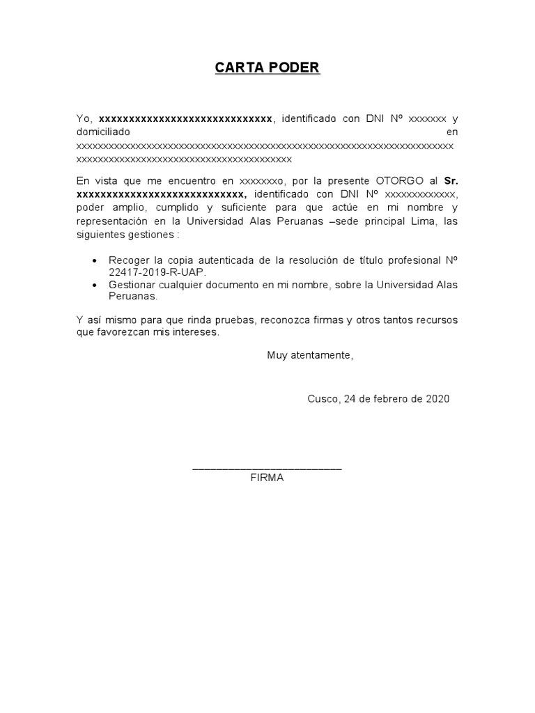 Carta Poder Notarial 1 | PDF | Derecho