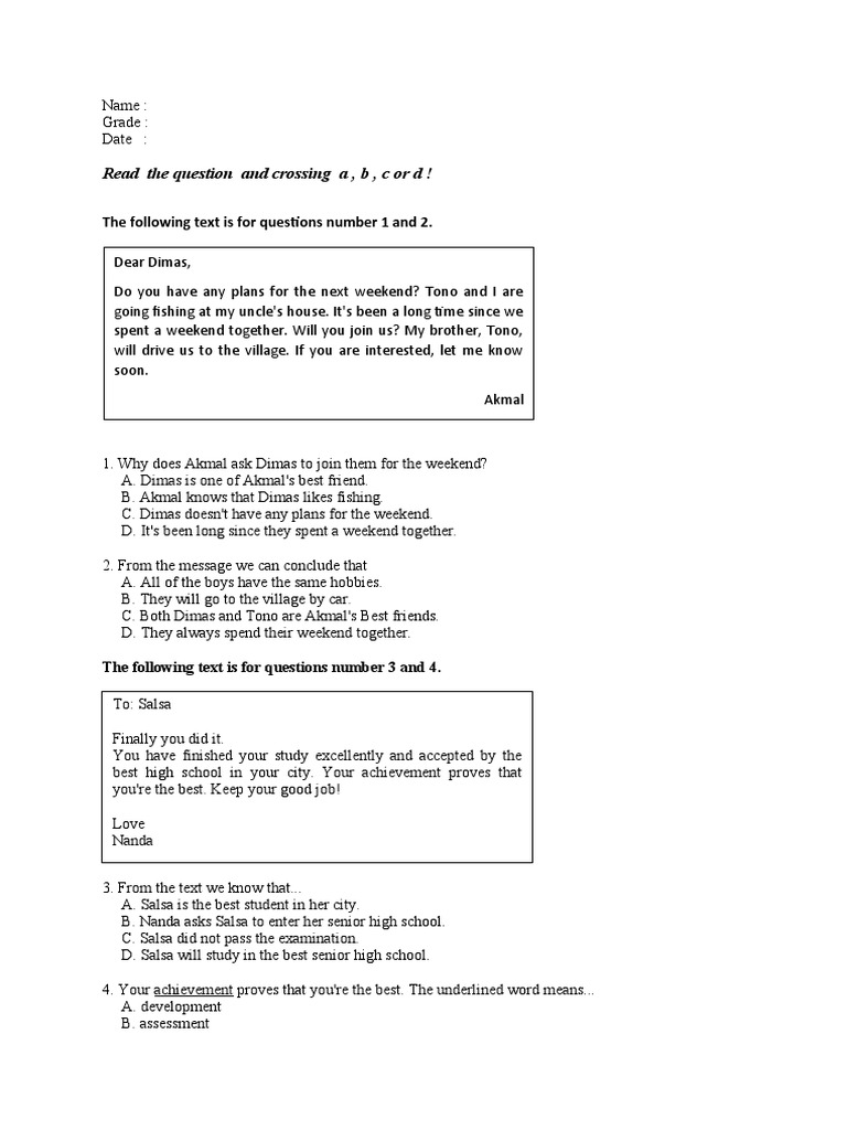 Reading Comprehension Test Answers | PDF | Nature