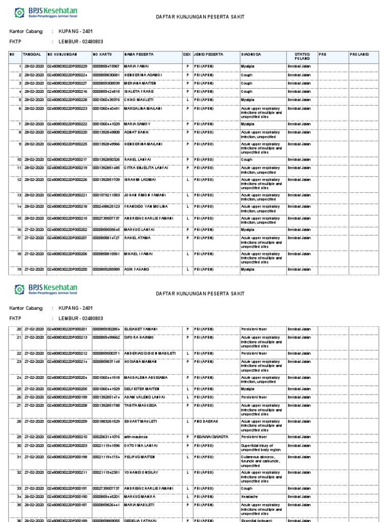 Patient Visit List from Kupang Branch Office 2401 | PDF | Epidemiology ...