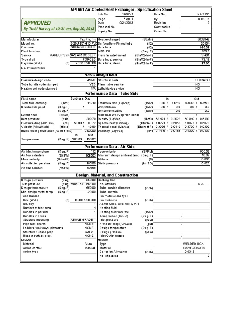 By Todd Harvey at 10:31 Am, Sep 30, 2013: API 661 Air-Cooled Heat ...