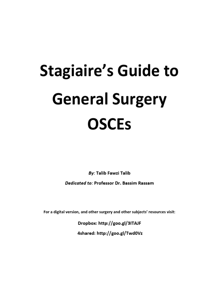 Stagiaire's Guide To General Surgery OSCEs | PDF | Abdomen | Hyperthyroidism